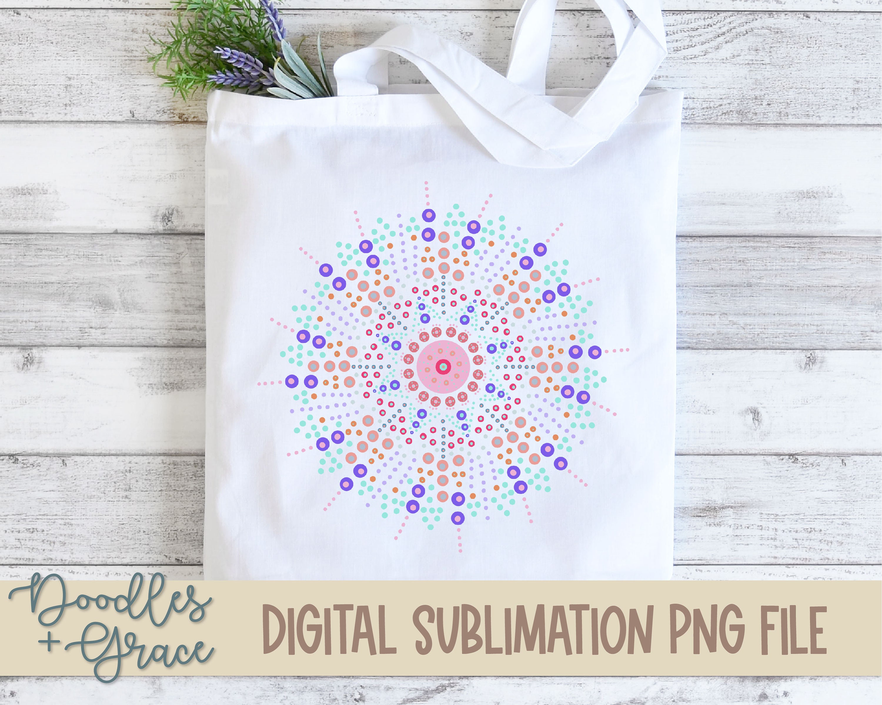 Dot Mandala Sublimation File | Hand Drawn Mandala PNG | Boho Mandala ...