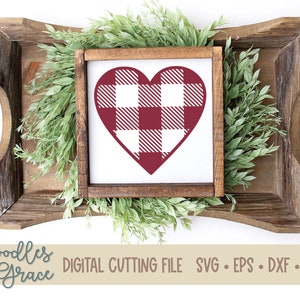 Buffalo Plaid Heart SVG SVG | Heart Svg | Valentine's Day Svg ...
