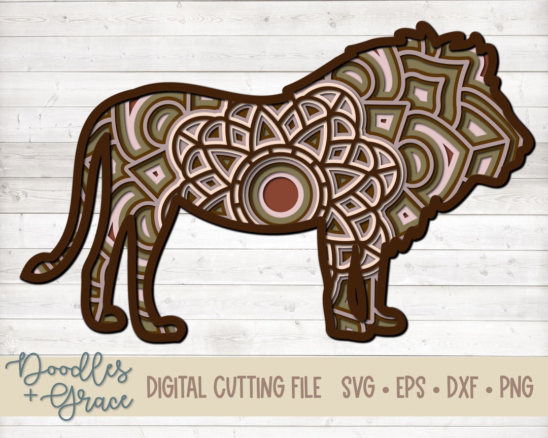 Lion 3D Mandala SVG | Lion Layered Mandala SVG | Paper Crafting SVG ...