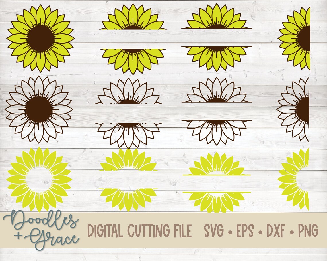 Sunflower SVG Bundle Fall Sunflower Svg Split Sunflower - Etsy