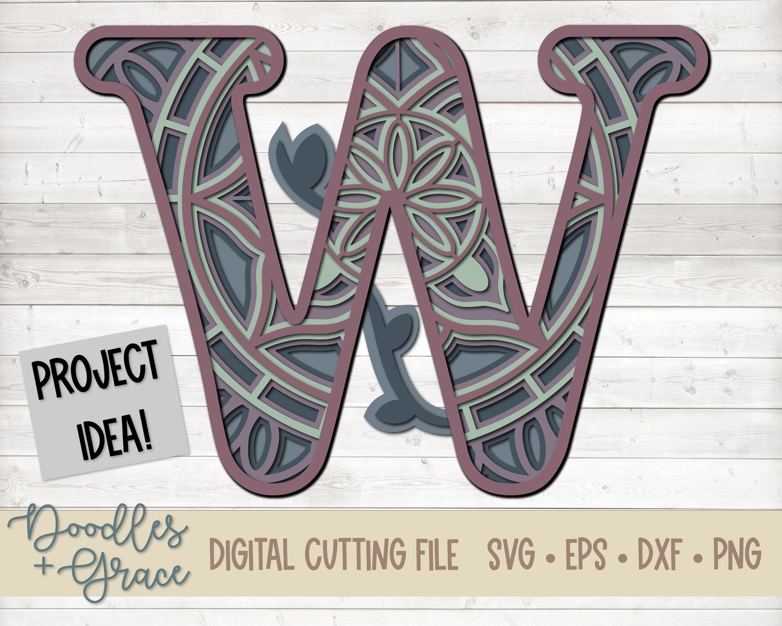 3D Letter W Mandala SVG | Layered Alphabet Mandala SVG | Paper Crafting ...