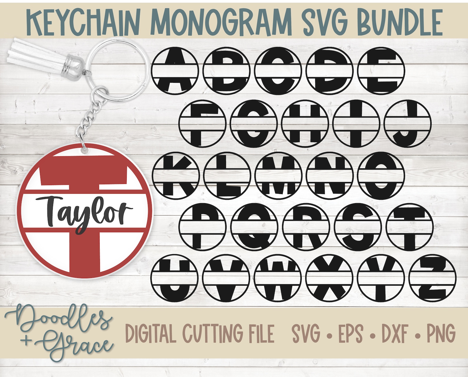 Keychain Monogram SVG Bundle Alphabet SVG Bundle Round - Etsy