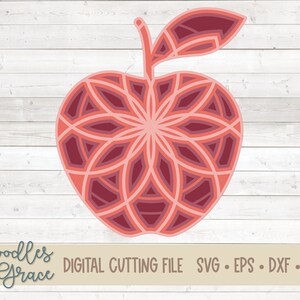 3D Apple Mandala SVG | Layered Apple Mandala SVG | Teacher Gift SVG ...