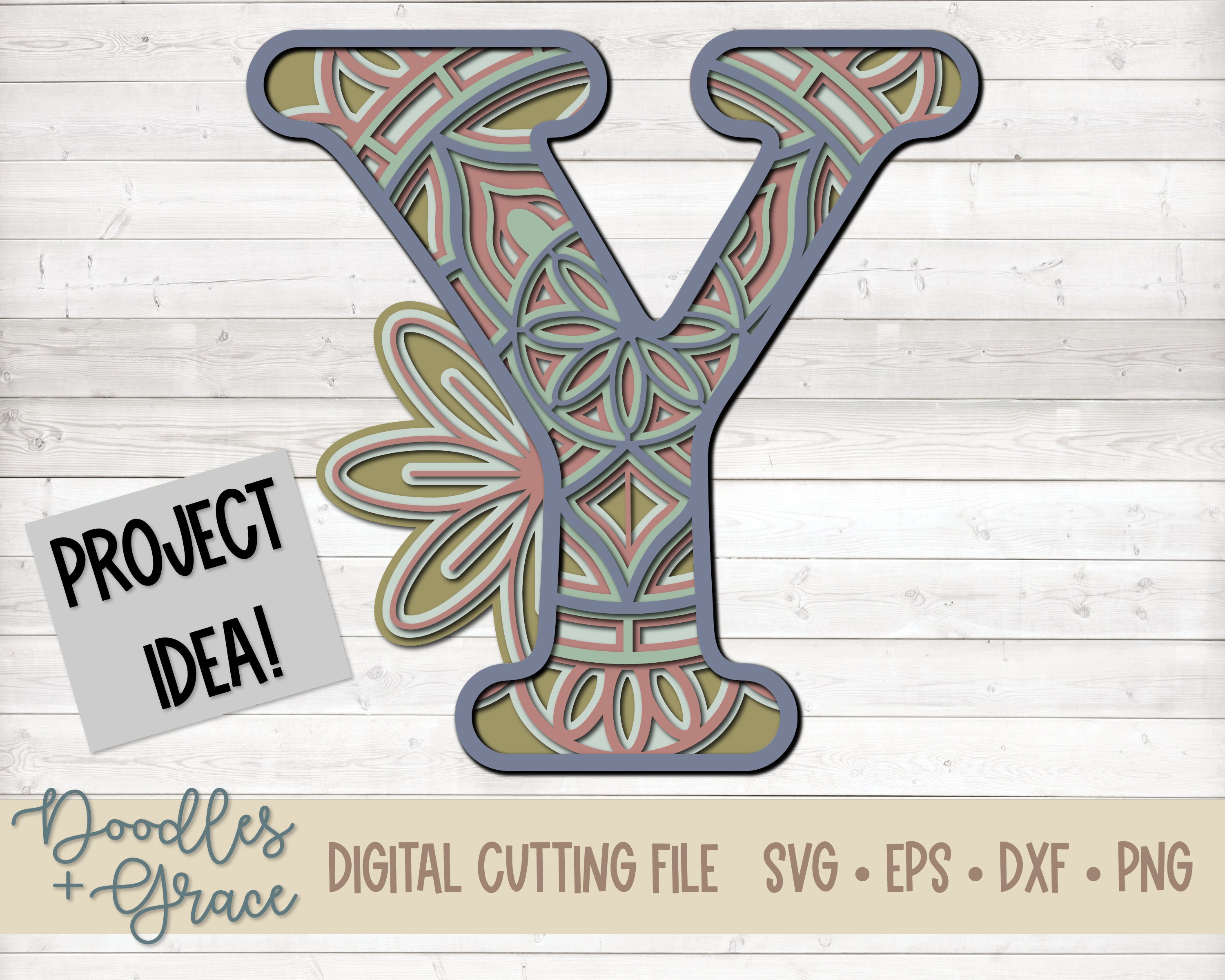 3D Letter Y Mandala SVG | Layered Alphabet Mandala SVG | Paper Crafting ...