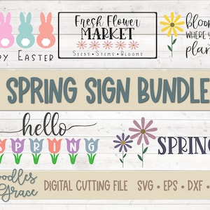 Spring Sign SVG Bundle | Hello Spring SVG | Happy Easter Svg | Fresh ...
