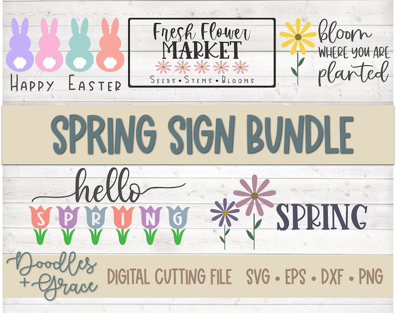 Spring Sign SVG Bundle Hello Spring SVG Happy Easter Svg - Etsy