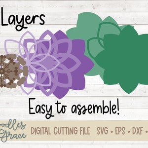 3D Layered Flower SVG | Paper Crafting SVG File | Layered Flower SVG ...