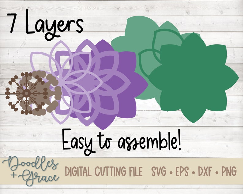 3D Layered Flower SVG Paper Crafting SVG File Layered - Etsy