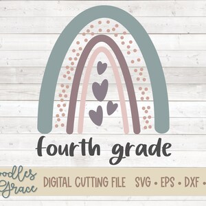 Fourth Grade SVG | Fourth Grade Teacher Boho Rainbow SVG | Modern Boho ...