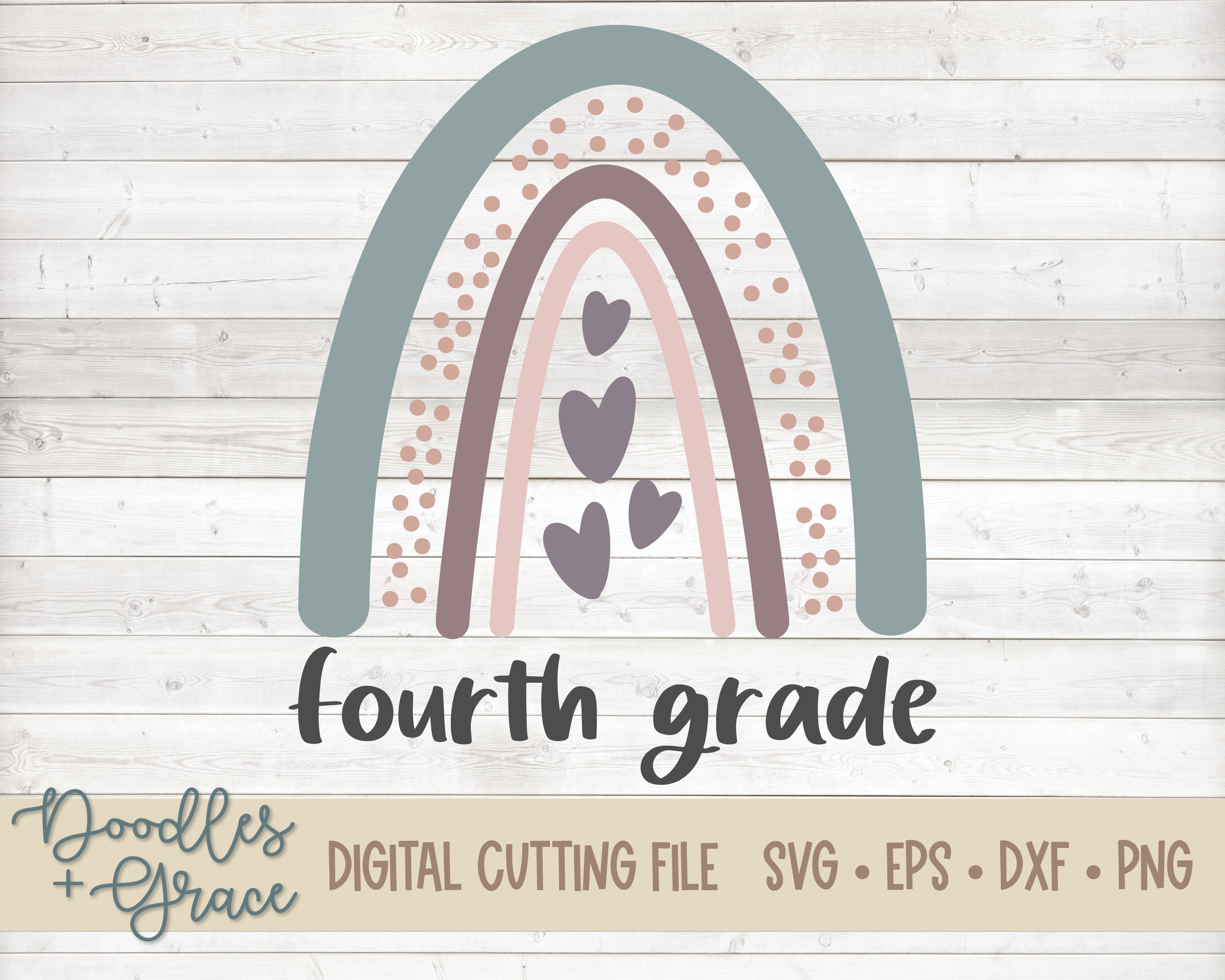 Fourth Grade SVG Fourth Grade Teacher Boho Rainbow SVG - Etsy
