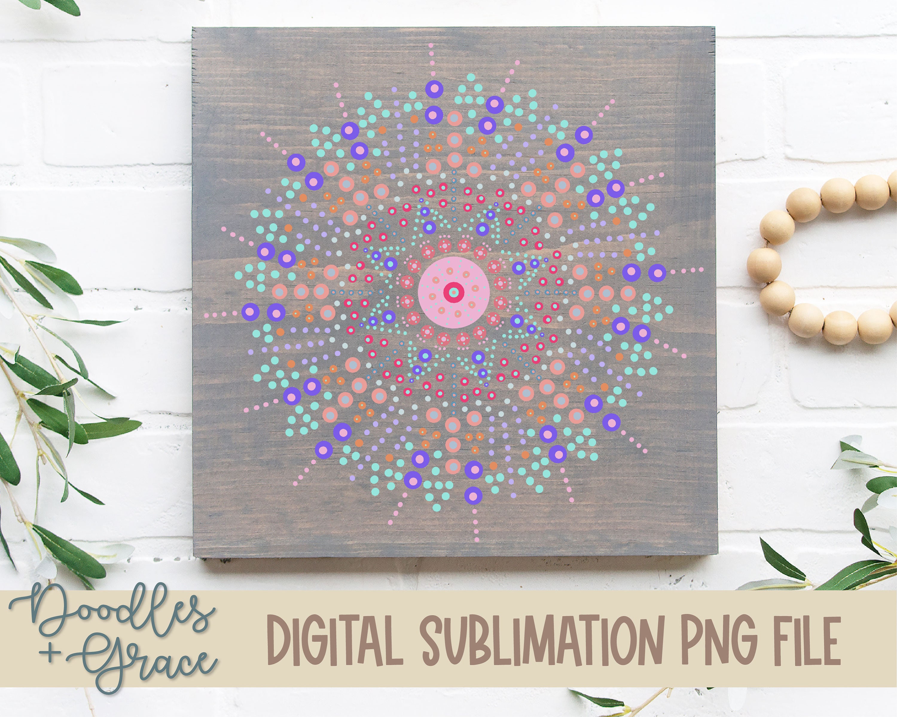 Dot Mandala Sublimation File | Hand Drawn Mandala PNG | Boho Mandala ...