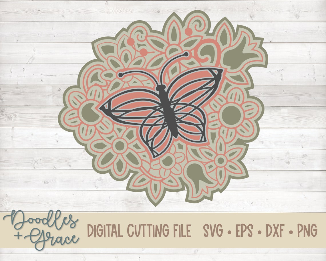 Butterfly 3D Mandala SVG Butterfly Layered Mandala SVG - Etsy