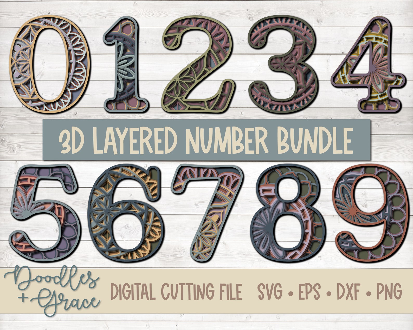 3D Number Mandala SVG Bundle Layered Number Mandala SVG - Etsy