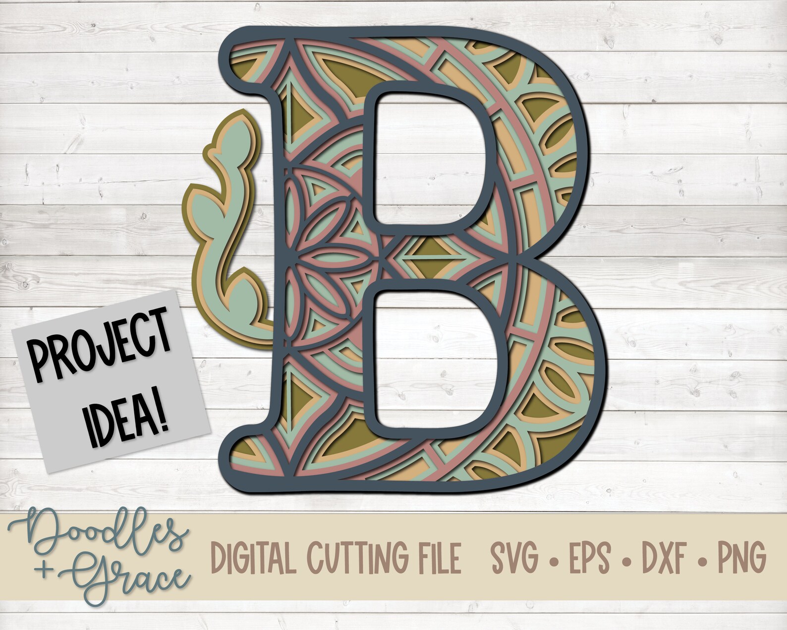 3D Letter B Mandala SVG | Layered Alphabet Mandala SVG | Paper Crafting ...