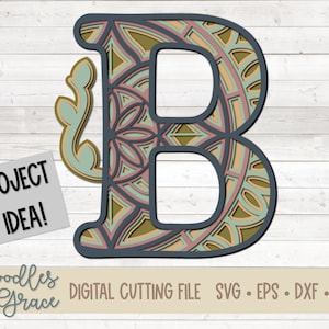 3D Letter B Mandala SVG | Layered Alphabet Mandala SVG | Paper Crafting ...