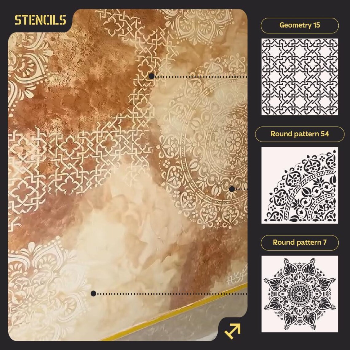 Wall Stencils Set, Moroccan Geometric Pattern Templates, Mandala ...
