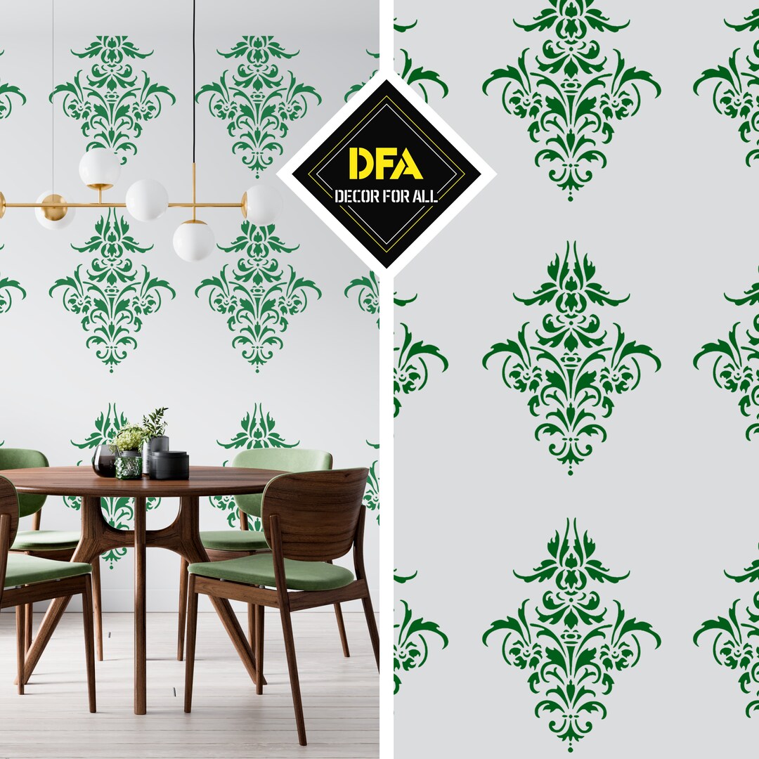 Wall Stencil Pattern, Reusable Wall Decor, Damask Pattern Stencil ...