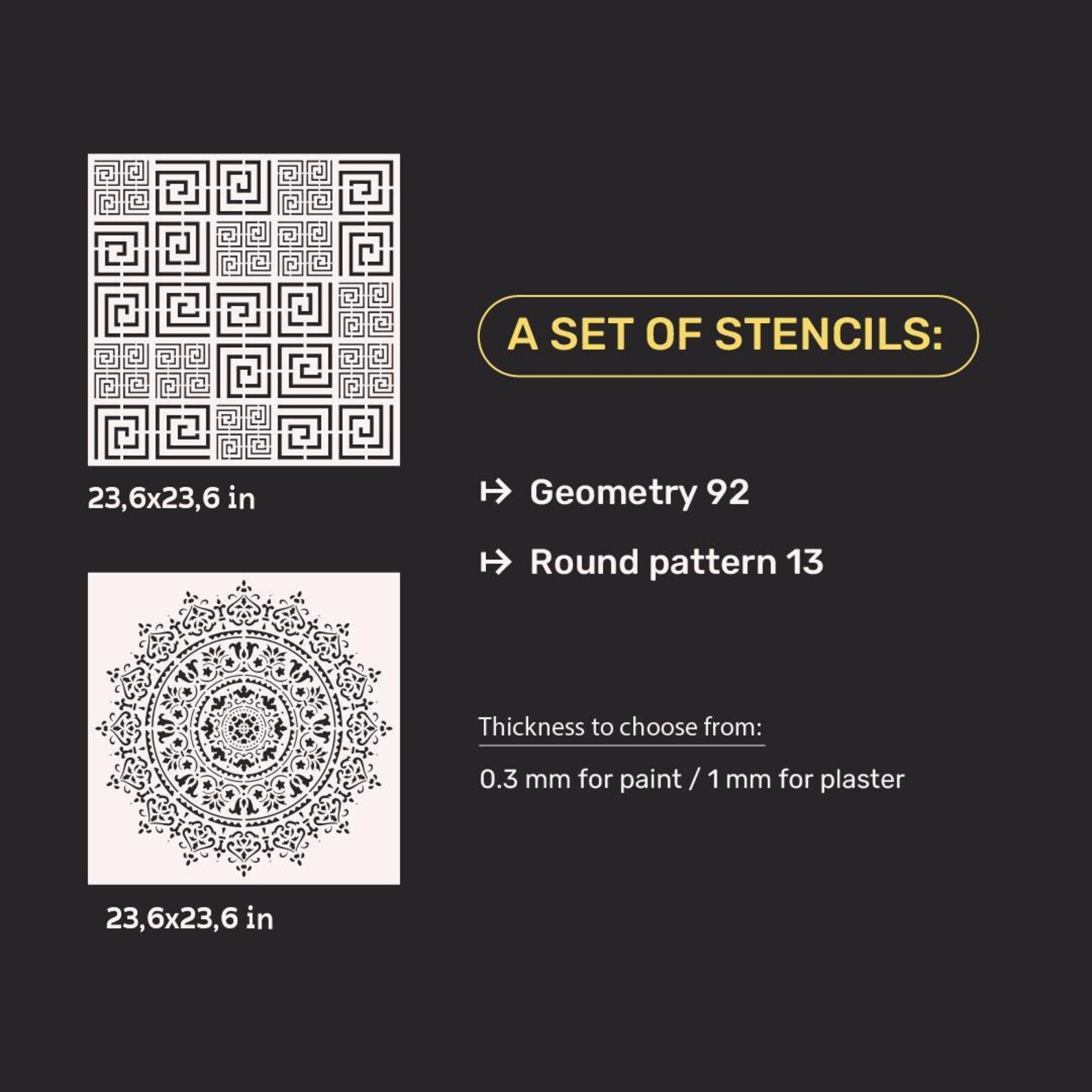 Wall Stencils Set, Textured Relief Decorative Stencils, Large Geometric ...