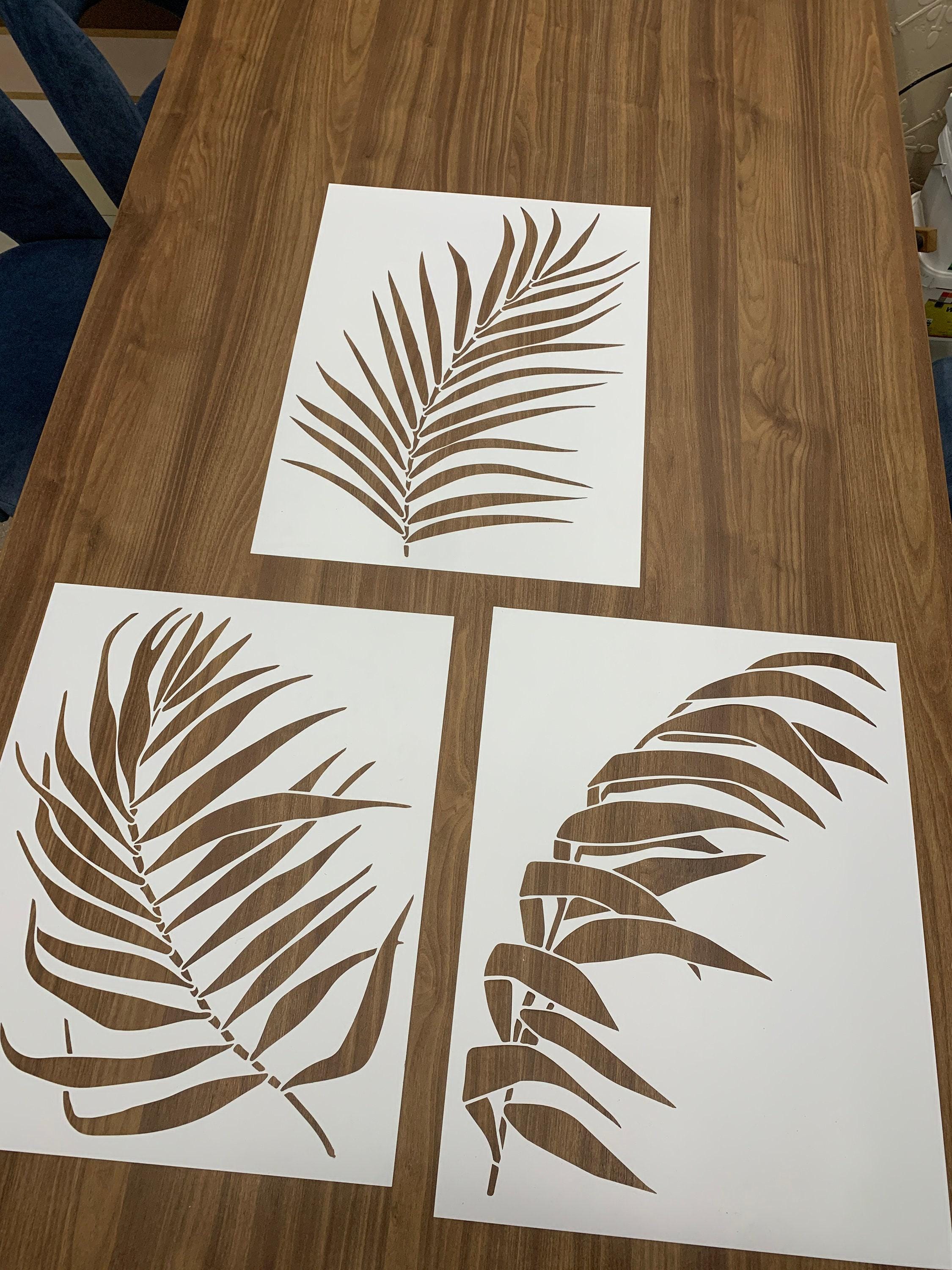 Set of 3 Stencils, Tropical Leaves Stencil, Botanic Reusable Stencils ...