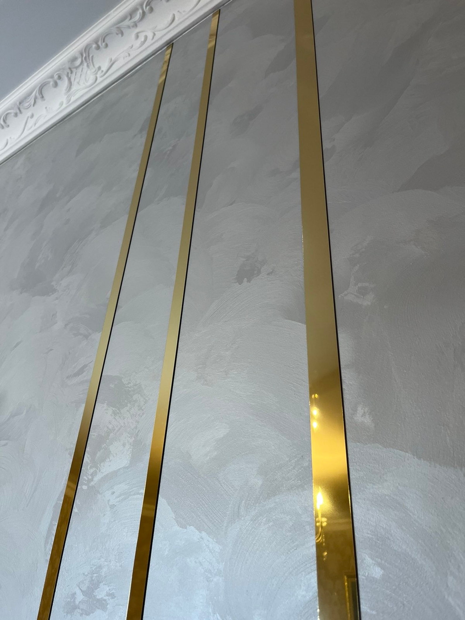 Mirror Gold Strip Wall Decor, Wall Gold Stripes, Golden Strips on the ...