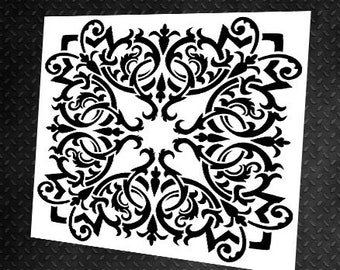Damask Stencil Pattern Wall DIY Stencil Painting for Baroque Style Royal Design Wall Stencils ...