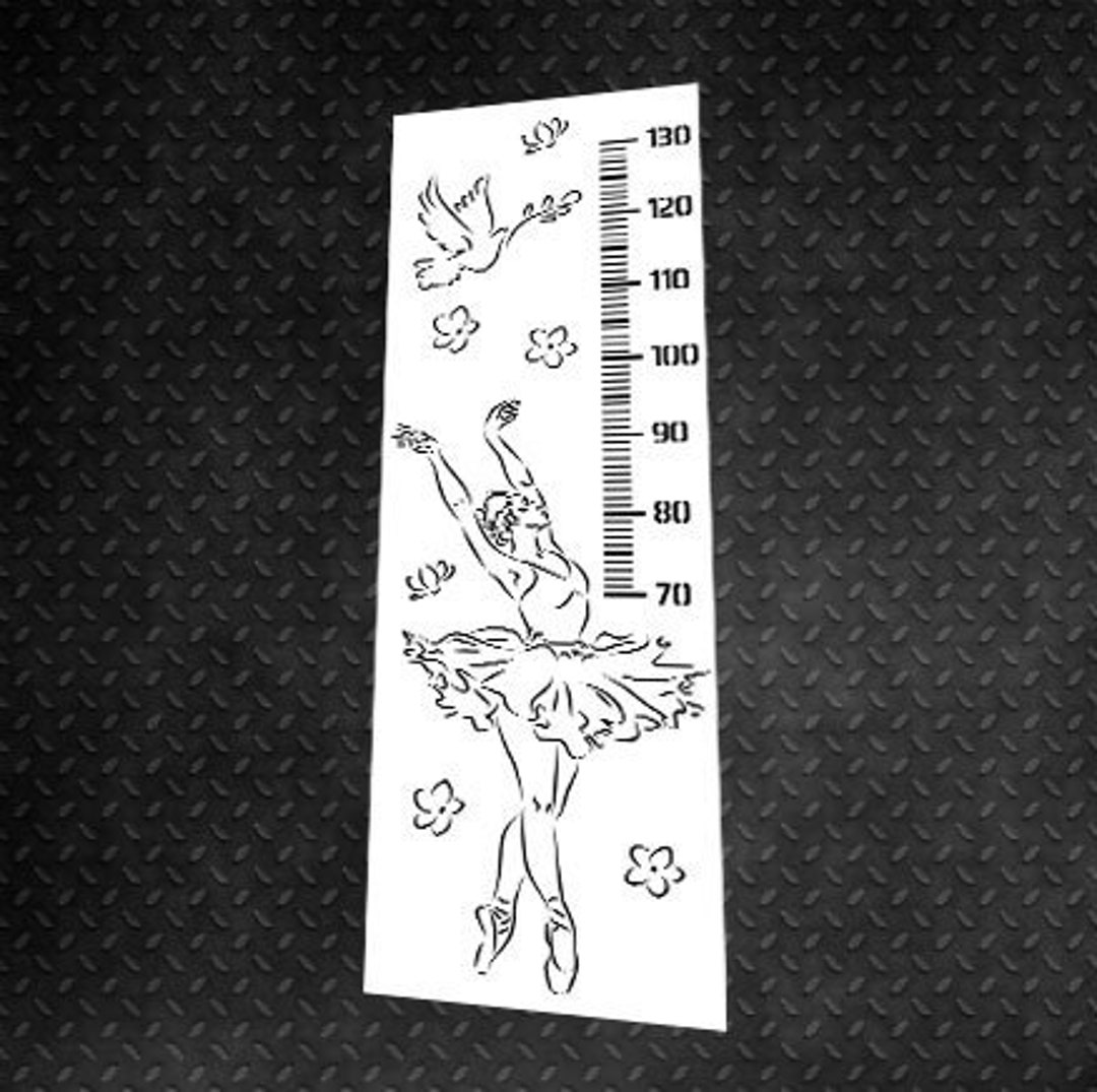 Ballerina Height Chart Stencil for Wall Decor and Nursery, Reusable ...