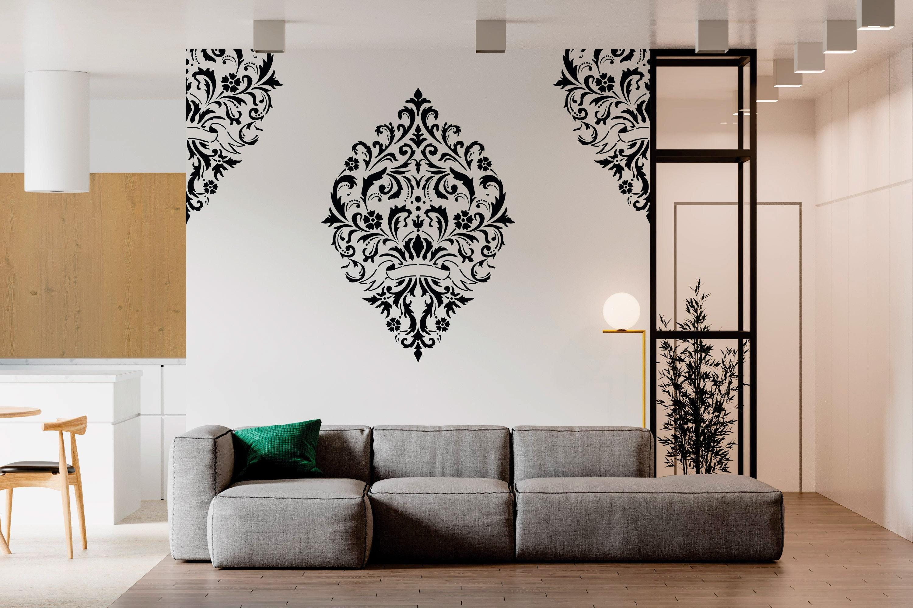 Damask Wall Stencil, Reusable Stencils for Wall, DIY Home Decor, Unique ...
