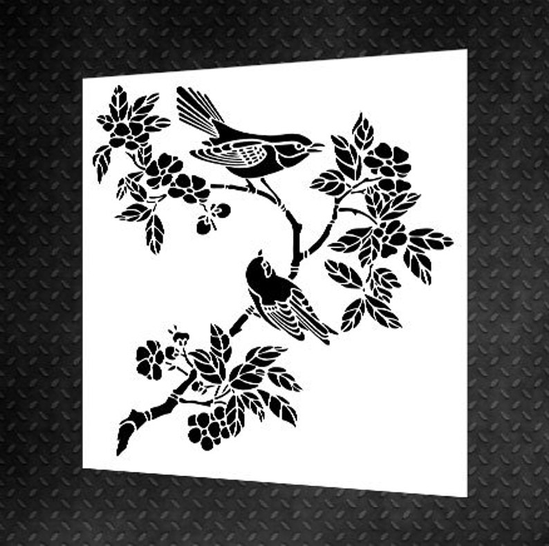 Bird on Branch Reusable Stencil for Decorative Plaster, Nature Wall ...
