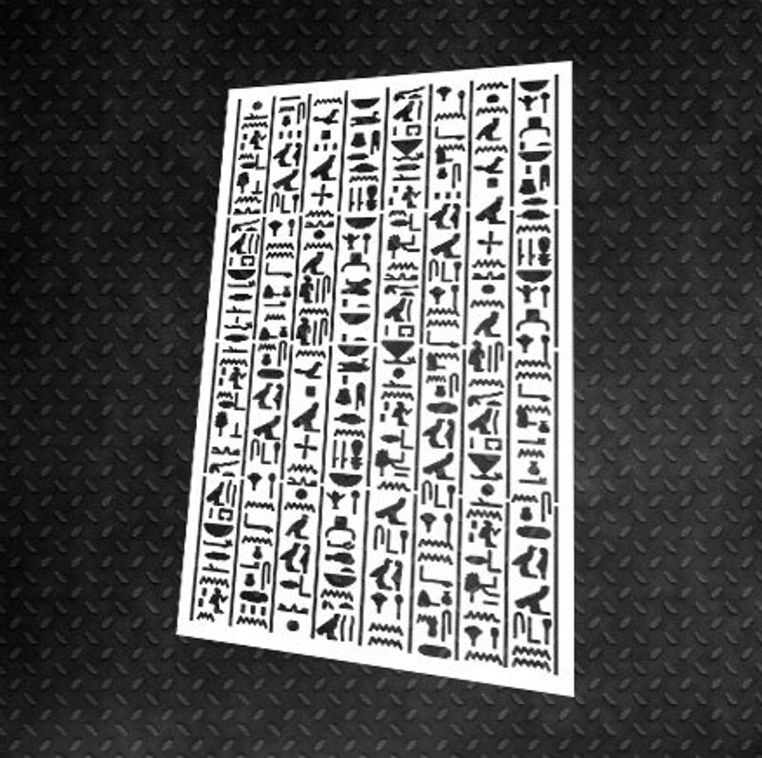 Egyptian Hieroglyphic Stencil, Print Black and White, Minimalist ...