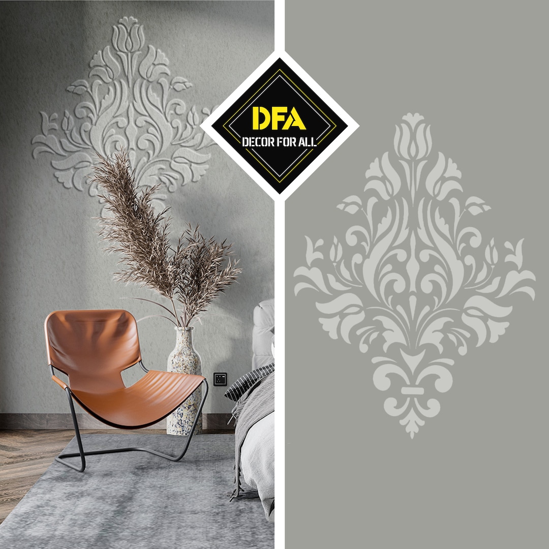 Damask Wall Stencil, Damask Design, Mylar Stencil, Home Decor & Craft ...