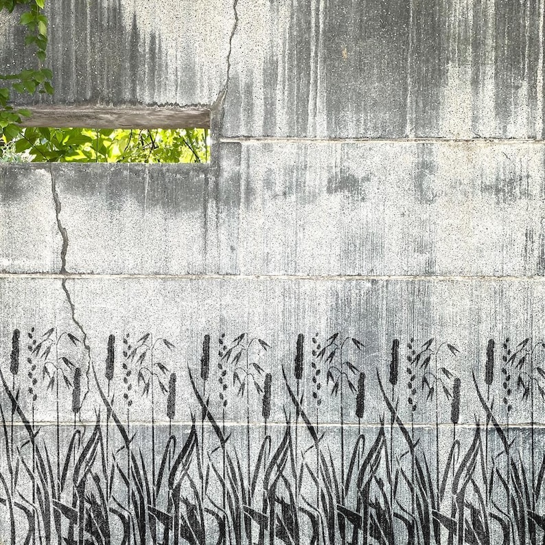 Reed Wall Stencil, Reeds Wall Stencil, Grass Blades, Reeds Stencil ...