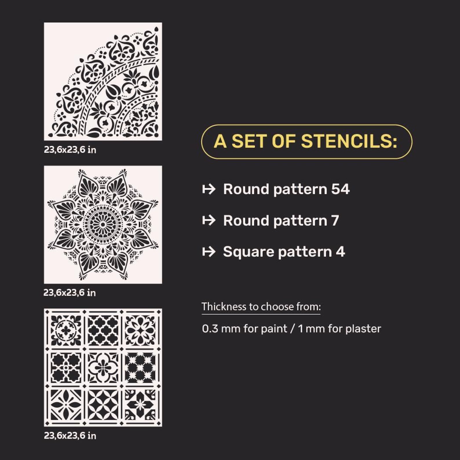 Textured Wall Stencil Set, Eastern Pattern Templates, Reusable Stencils ...