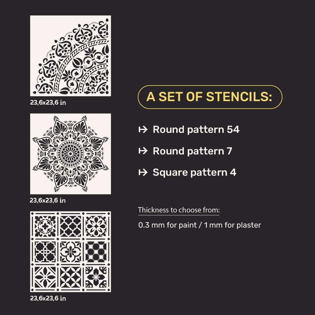 Textured Wall Stencil Set, Eastern Pattern Templates, Reusable Stencils ...