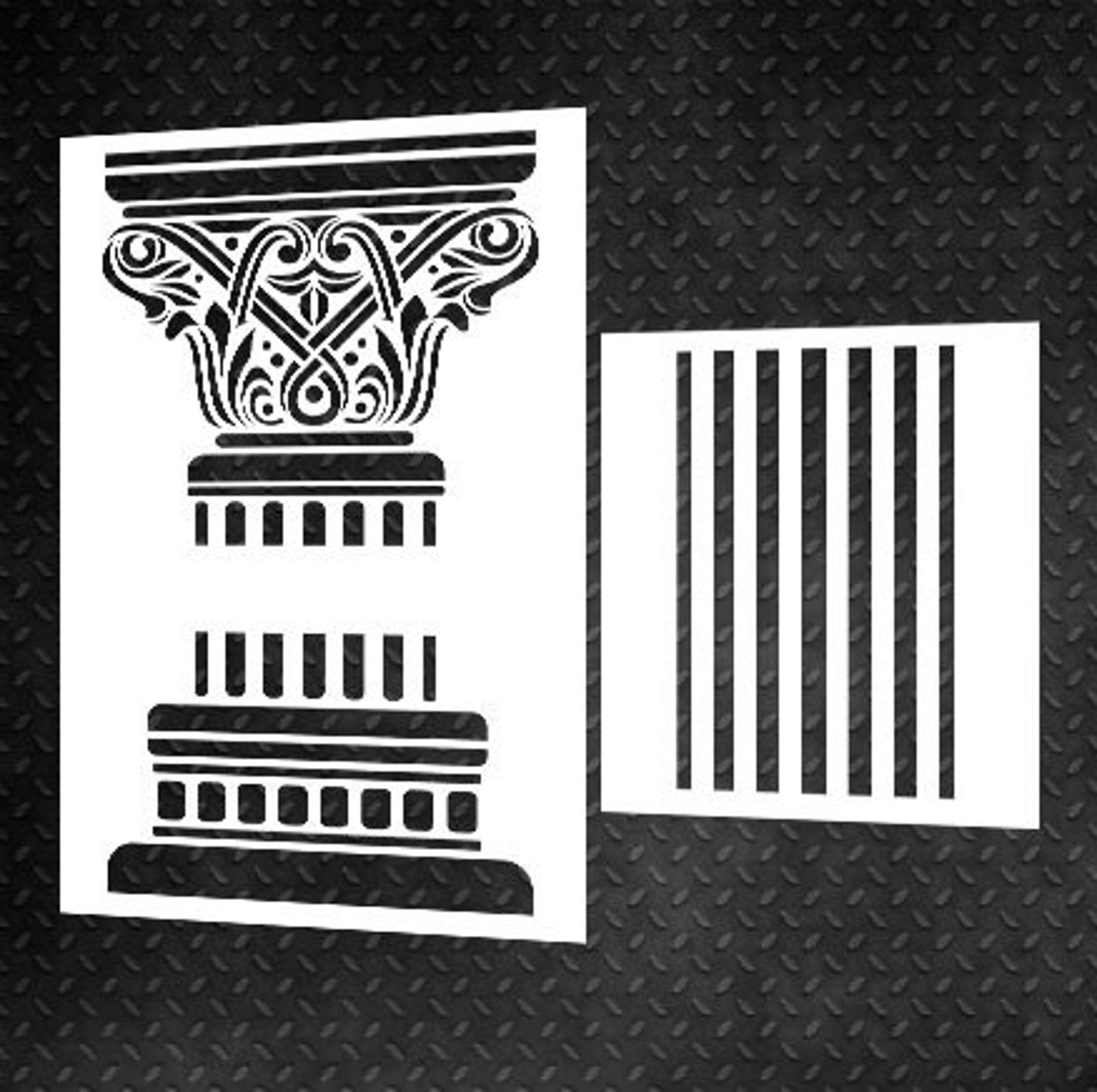 Geometry Column Stencil for Plaster, Reusable Decorative Stencil 51x90 ...