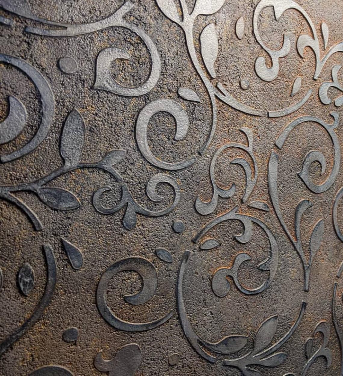 Eastern Floral Swirls Pattern, Oriental Wall Stencil, Reusable ...