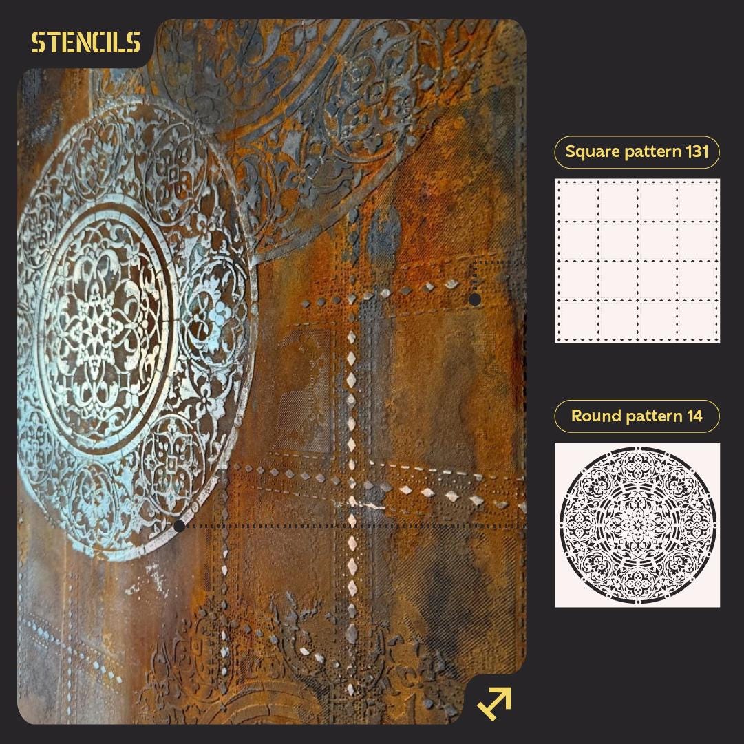 2-piece Stencil Kit, Square Tile & Mandala Pattern, DIY Wall Art ...