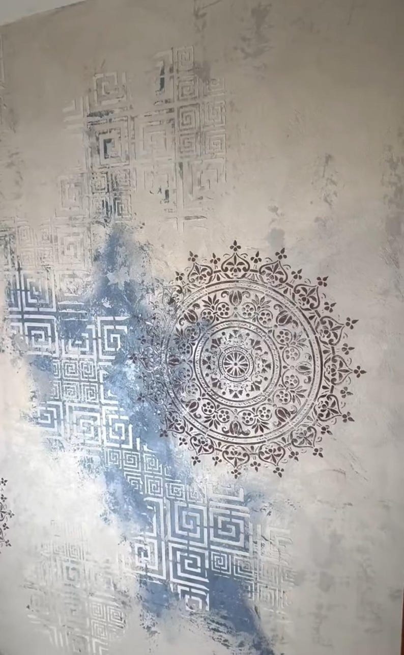 Wall Stencils Set, Textured Relief Decorative Stencils, Large Geometric ...