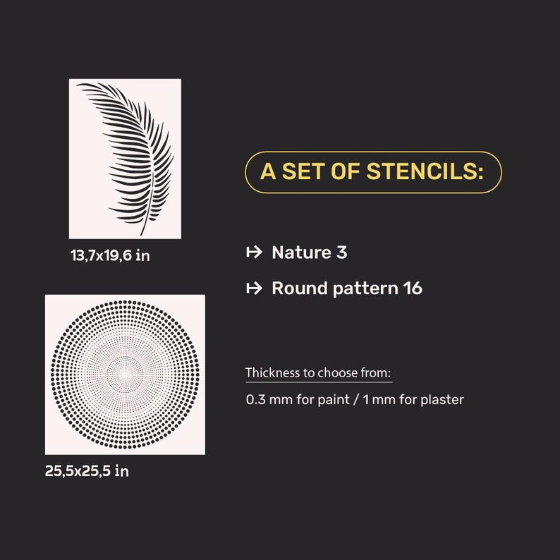 Wall Stencils Set, Nature Leaf & Round Pattern Stencils, Reusable Wall ...