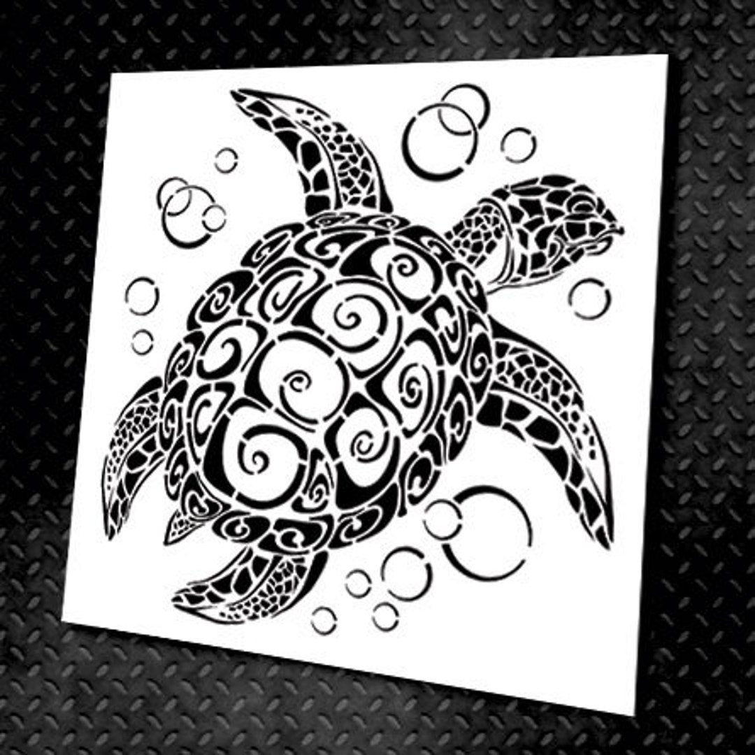 Turtle Sea Creature Stencil Art, Turtle Stencil, Giant Sea Turtle ...