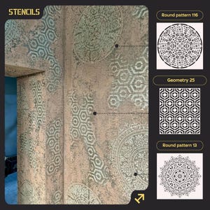 Wall Stencils Set Large Geometric Patterns, Textured Relief Decorative Stencils, DIY Home Decor ...