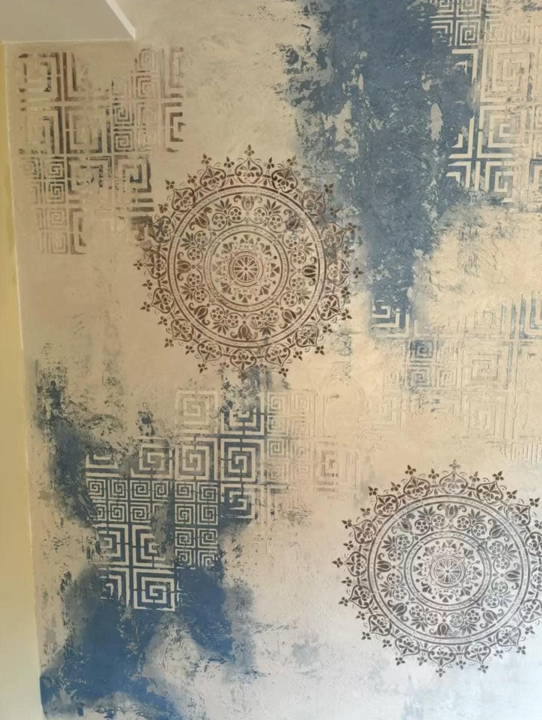 Wall Stencils Set, Textured Relief Decorative Stencils, Large Geometric ...