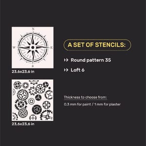 Steampunk Gear Stencils Set, Reusable Art Stencils for Wall Decor, Home ...