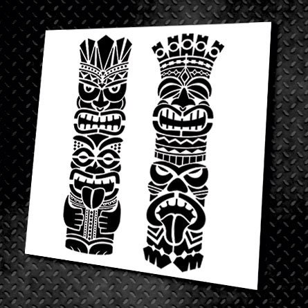 Totem Pole Stencil, Mylar Reusable Stencil, Stencil, Tiki Totem Stencil ...