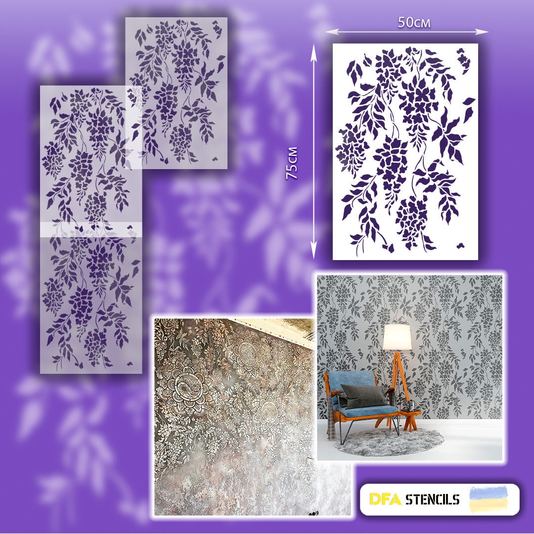 Willow Stencil, Reusable Leaf Stencils for Plaster, Reusable Mylar ...