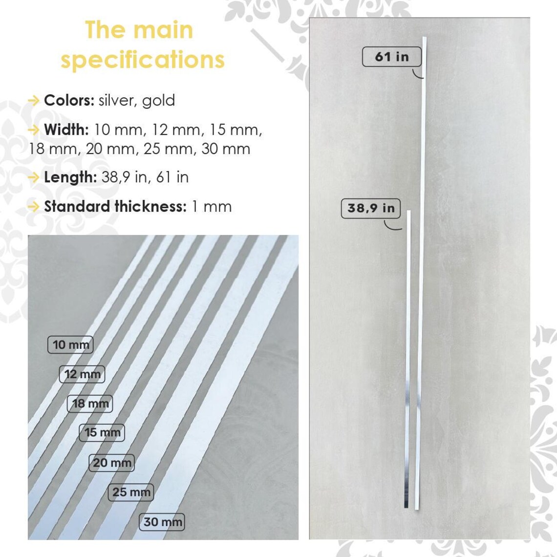 Silver Wall Paneling, Shiny Silver Wall Molding, Stylish Wall Paneling ...