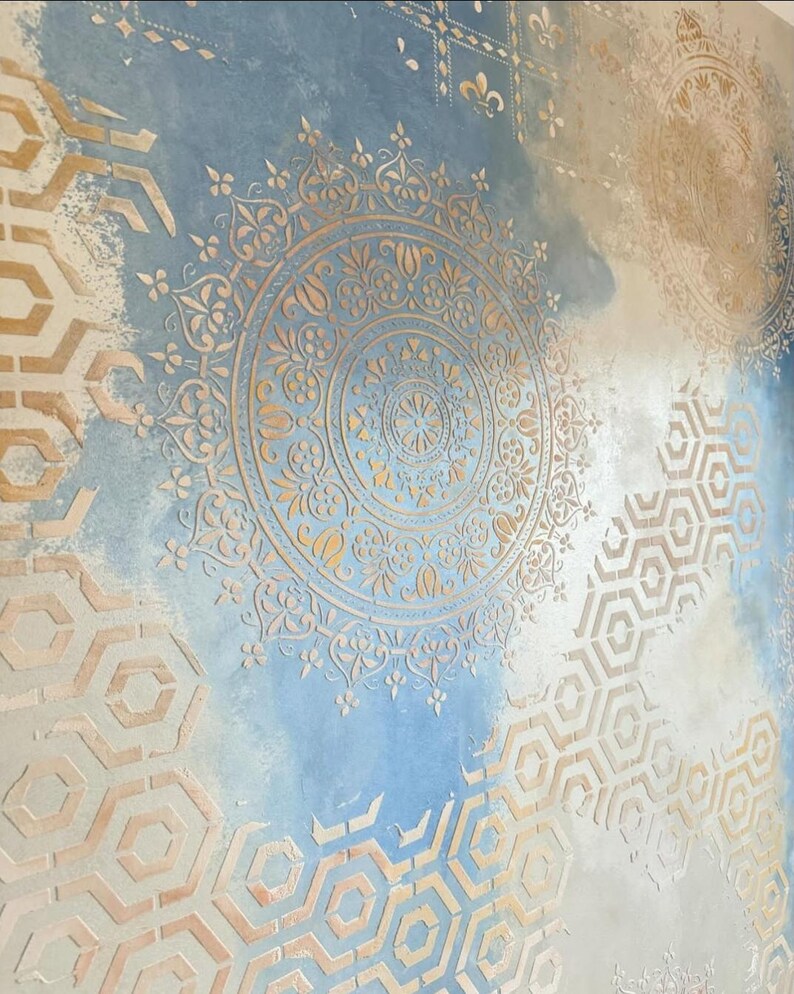 Wall Textured Stencil Set, Mandala Wall Stencil for Plaster, Eastern ...