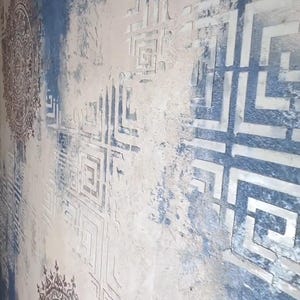 Wall Stencils Set, Textured Relief Decorative Stencils, Large Geometric ...