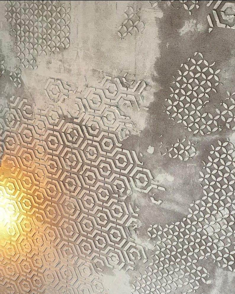 Concrete Wall Stencil, Texture Pattern Set, Cement Finish Design ...