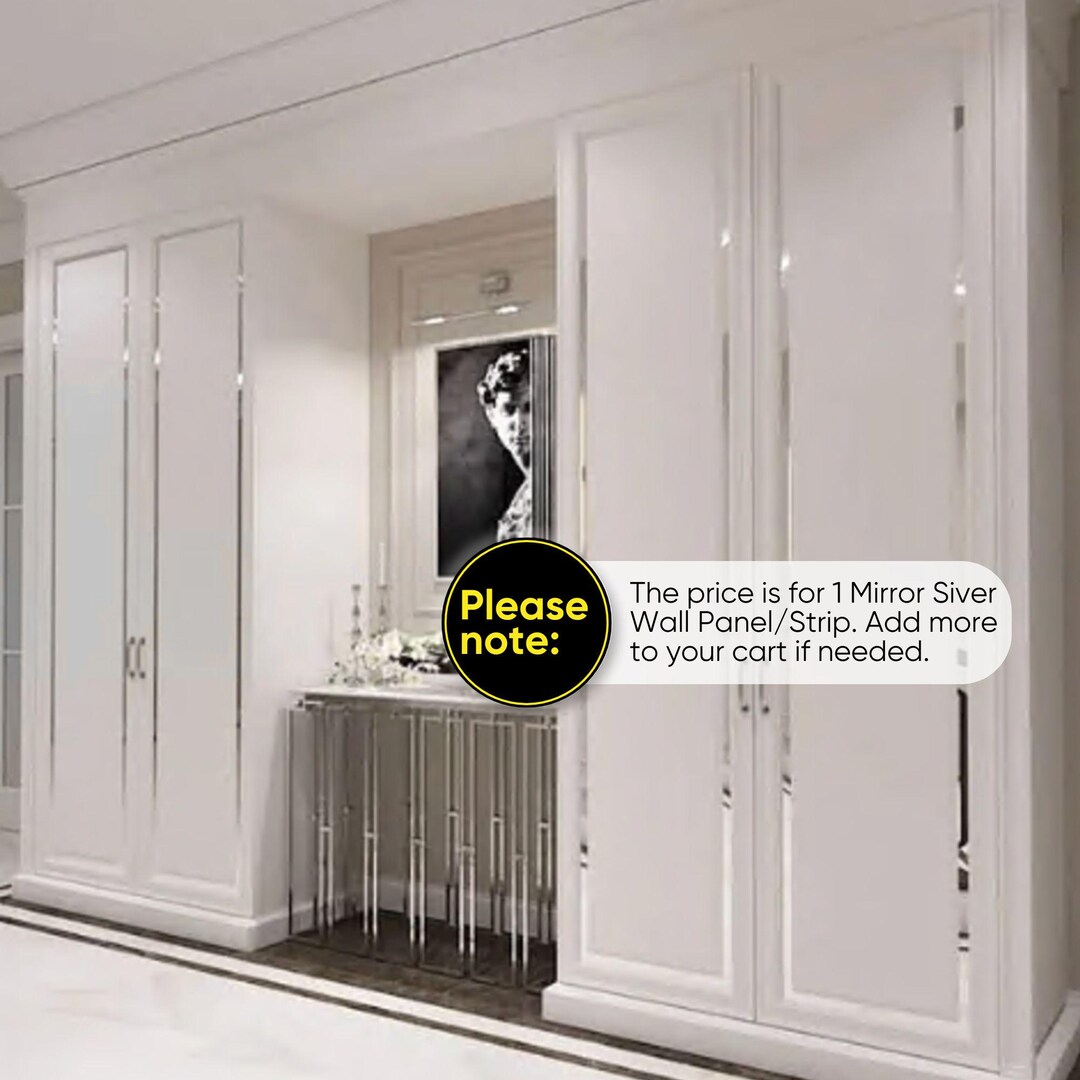 Mirror Lines, Silver Stripes Mirror Wall Decor Sticker, Glamorous Wall ...