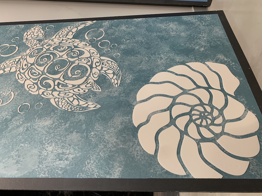 2 Stencils Set, Shell Stencil, Turtle Stencils, Reusable Stencils, Art ...